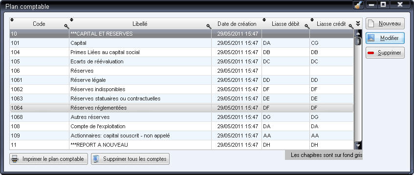 Documentation de AdmiSco : Paramétrage de la comptabilité